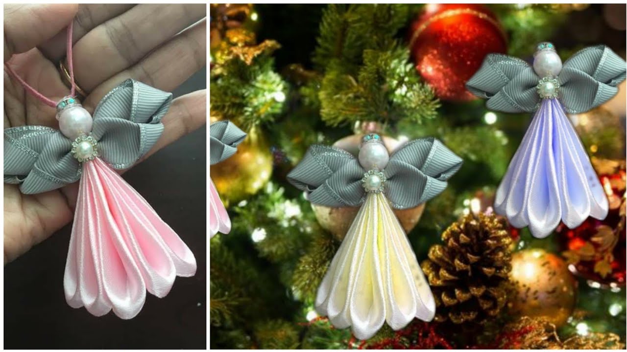 DIY angel Christmas ornament with ribbon - YouTube
