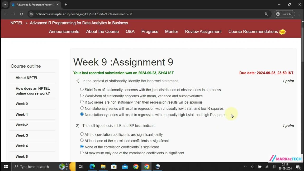NPTEL Advanced R Programming for Data Analytics in Business Week9 Assignment9 Solution JULY 2024 ...