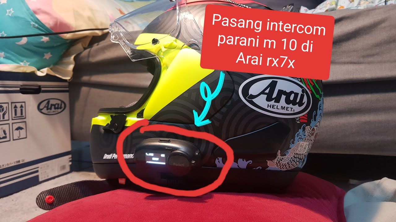 Pasang intercom parani m10 di helm arai rx7x - YouTube