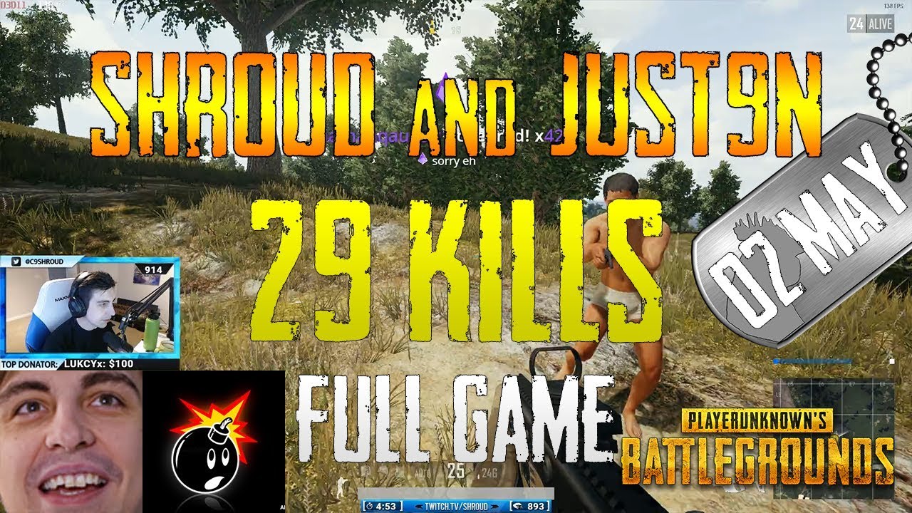 Shroud and Just9n | 29 Kills | PUBG - YouTube