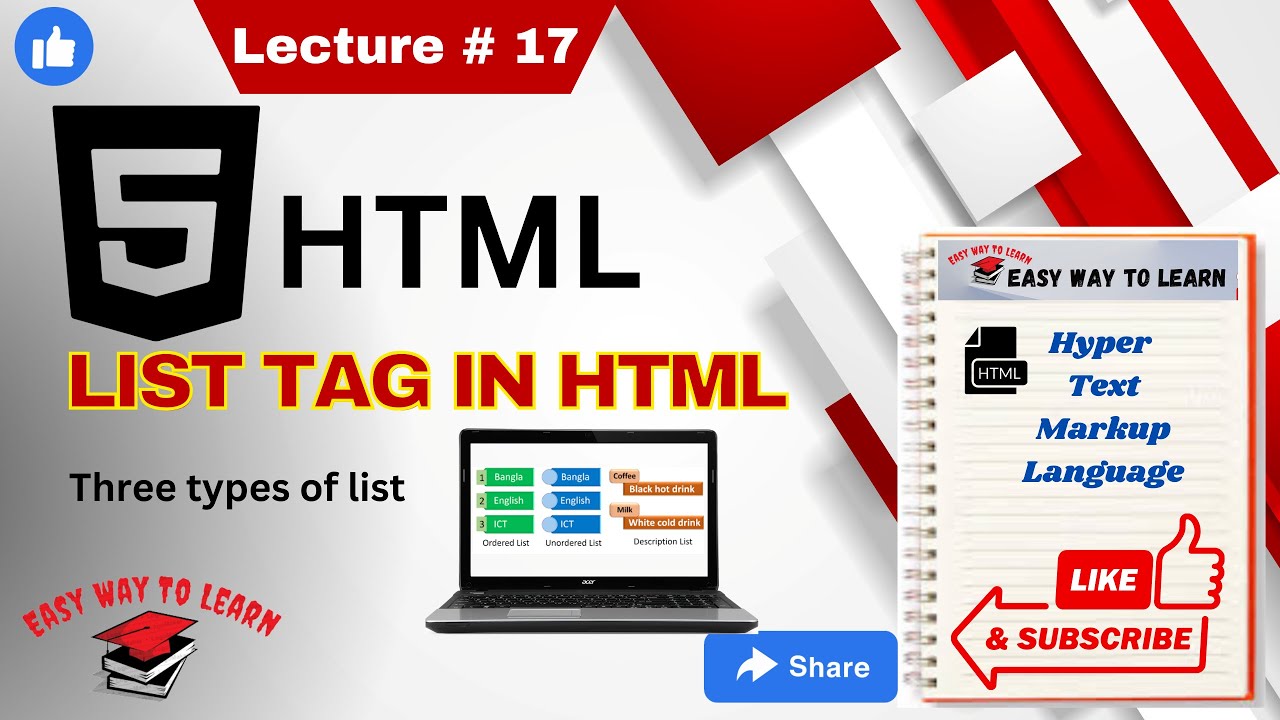 List Tag In HTML Types Of List In HTML Easy Way To Learn YouTube List Tag In HTML Types Of List In HTML Easy Way To Learn YouTube