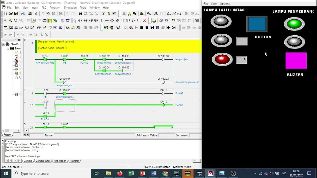 Sistem LAMPU LALU LINTAS Berbasis PLC (Ladder diagram pada CX-programmer dan HMI pada CX ...