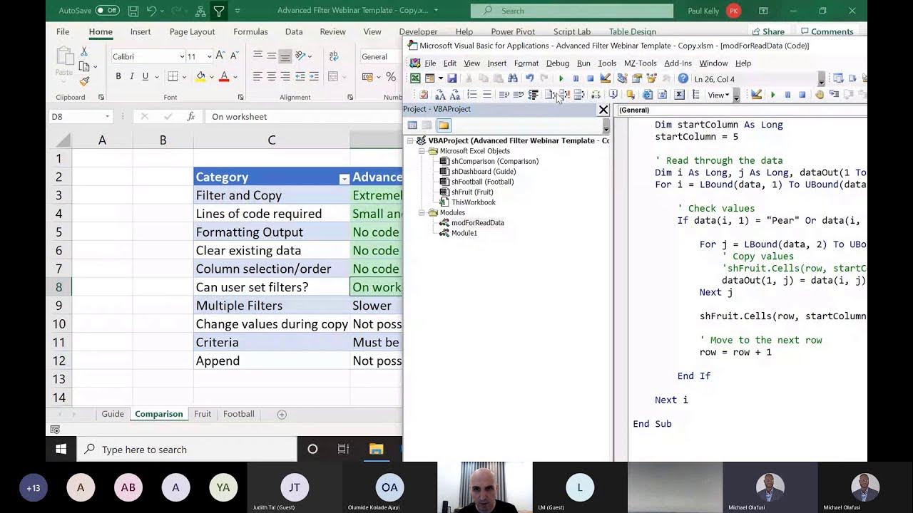 Excel Office Hour 29 Advanced Filter The Best Way To Copy And Filter Data Using Vba By Paul