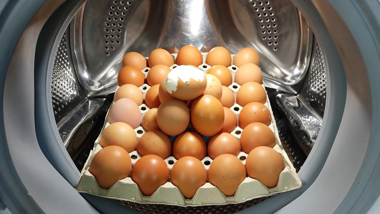 Experiment - Scrambling Eggs - in a Washing Machine - YouTube
