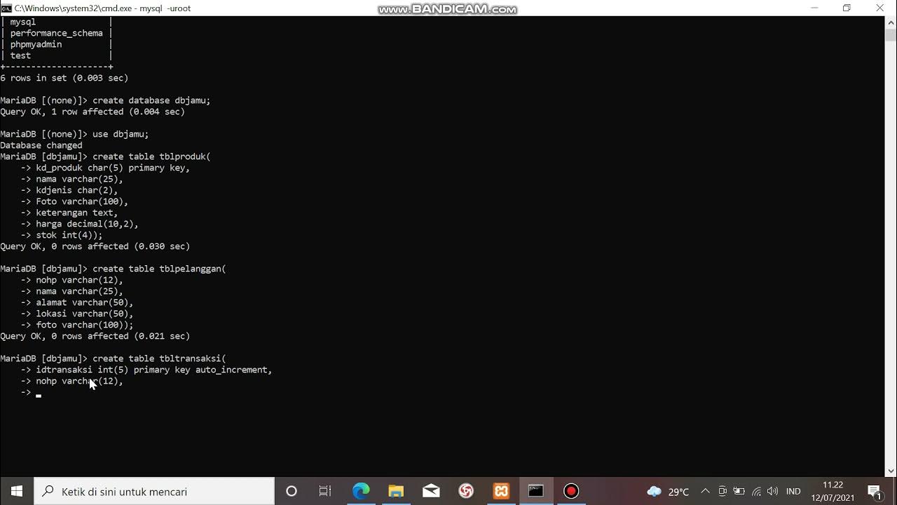 Membuat & Memanipulasi Database di CMD || Contoh Table - YouTube