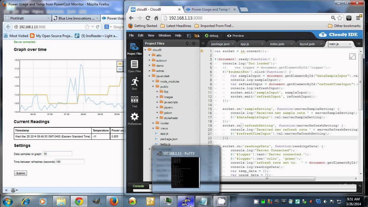 BeagleBone Node.js Socket.io project - YouTube