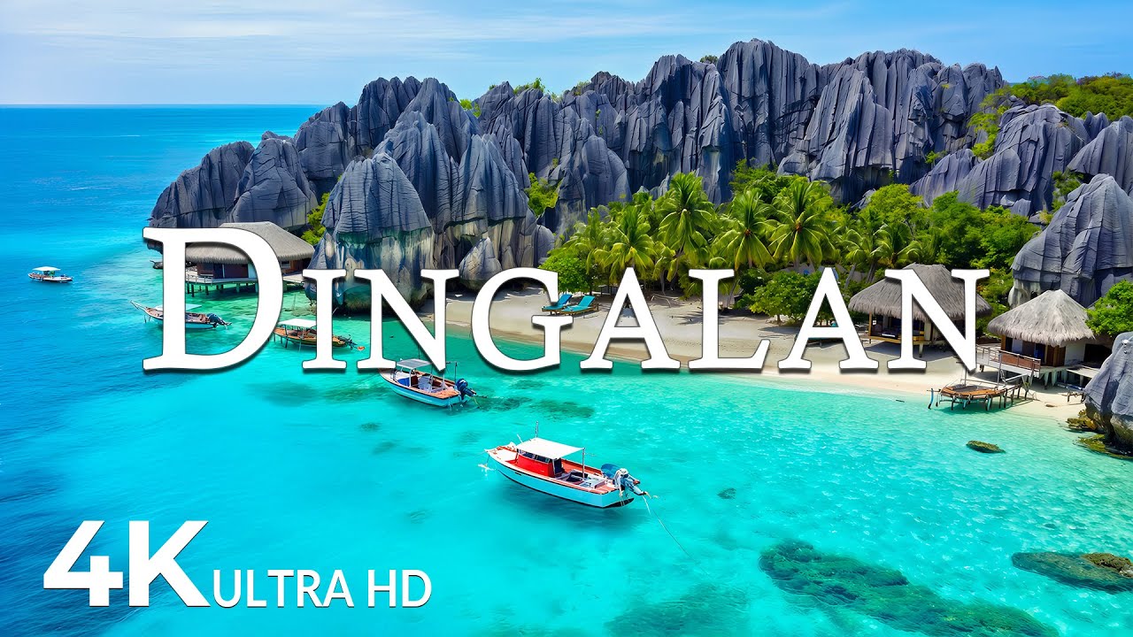 FLYING OVER DINGALAN (4K UHD) – Soothing Music Along With Beautiful ...