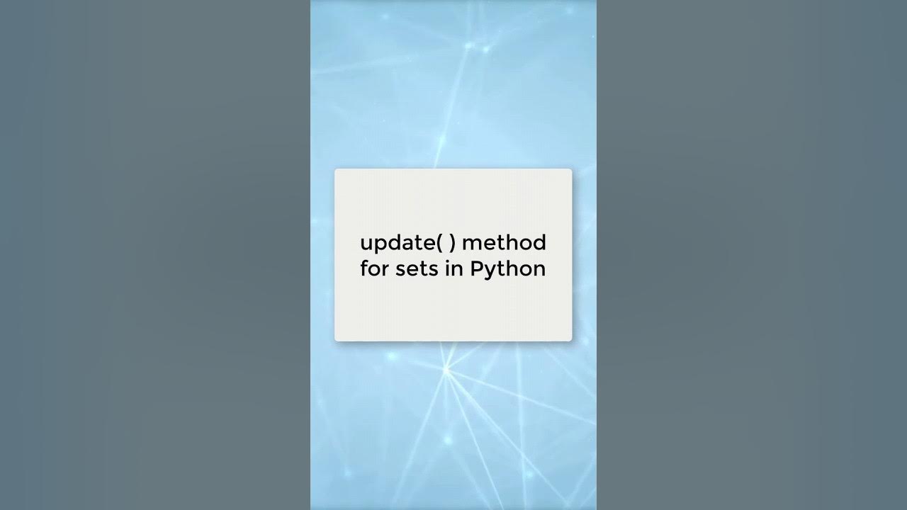 How to implement update( ) method for sets in Python #pythonshot #python3 #shortvideo #shorts # ...