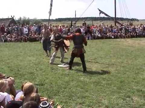 Viking fight (battle) at Bork Viking Harbour Denmark 1 - YouTube