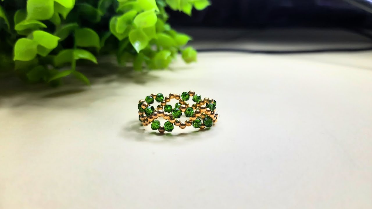 how to make beaded ring.beading jewelry.beading ring for beginners ...