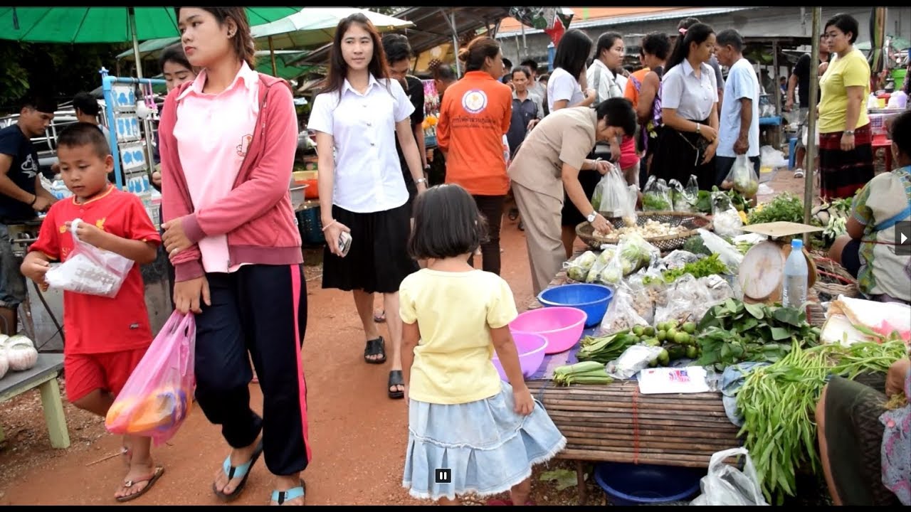 asian street food - Laos market on Nong yat , laos food - YouTube