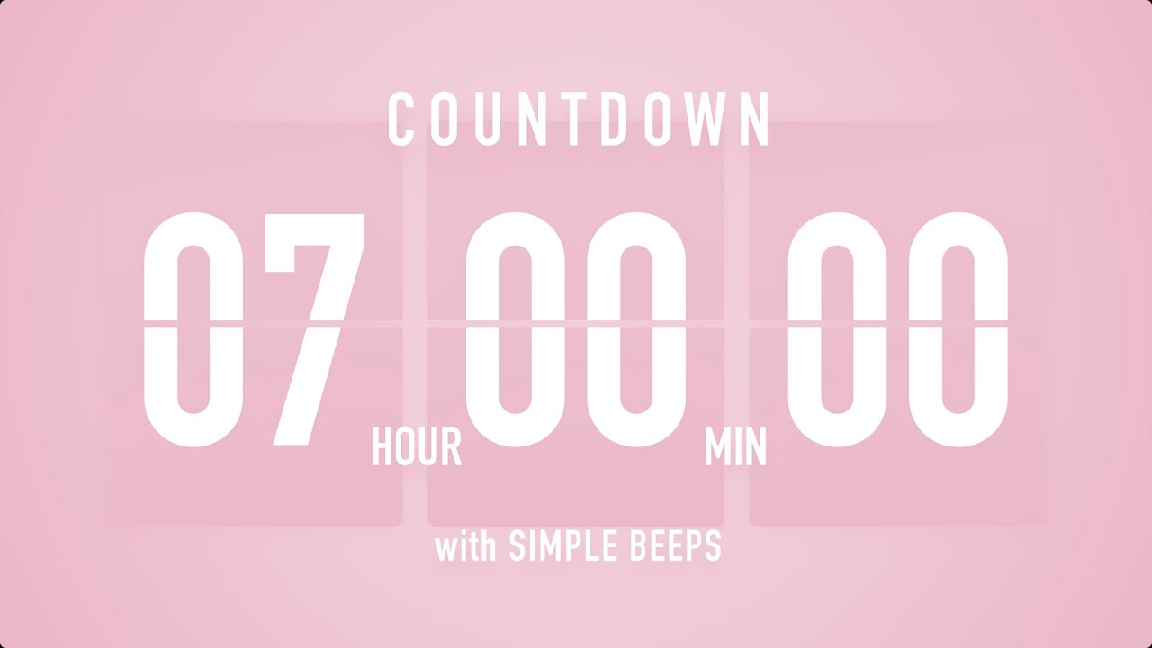 7 Hour Countdown Timer 🌸 Flip Clock with Simple Beeps 🔔 - YouTube