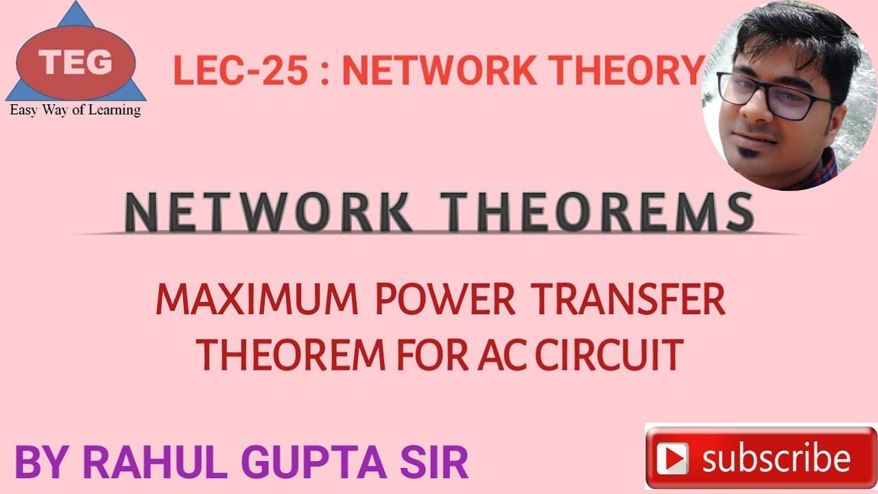 Lec-25 Maximum Power Transfer Theorem for AC Circuit with Solved ...