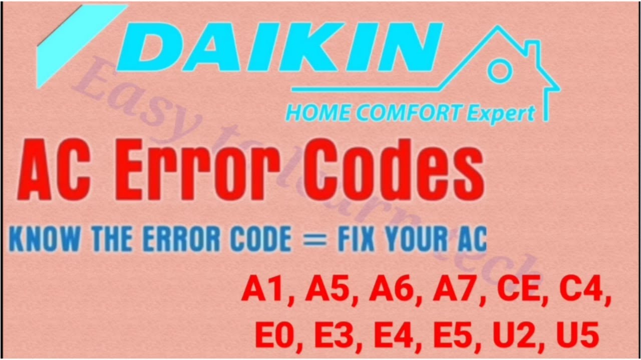 Easytolearntech How To Solve The Error Codes For Daikin