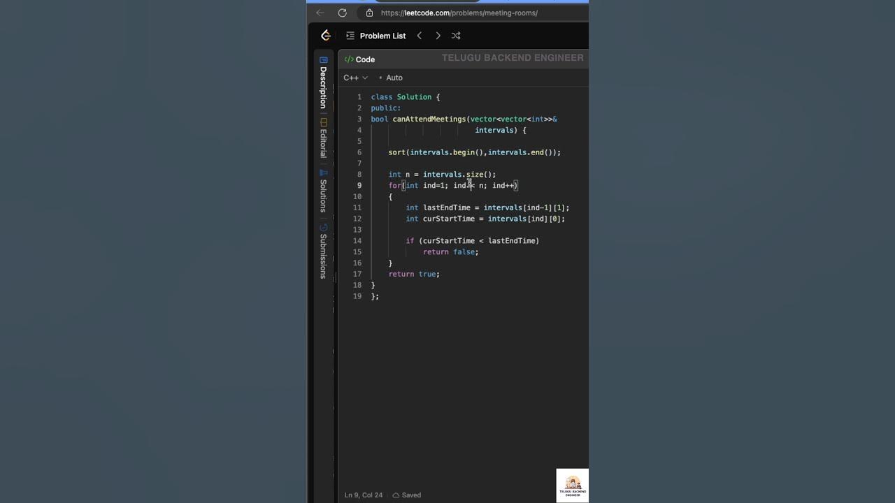 Meeting Rooms Datastructuresandalgorithms Array Codinginterviews Codingchallenge Coding