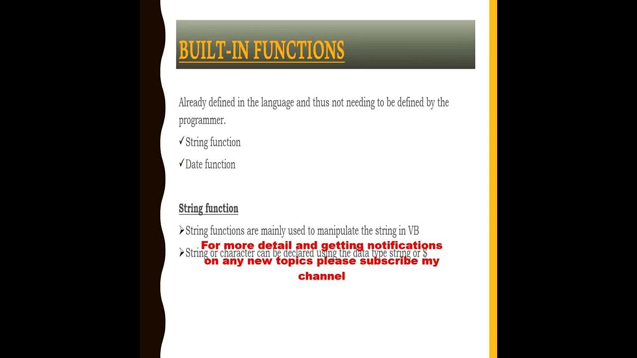 Built in functions in visualbasic| visualbasic tutorial for beginners2020| Simple 2 Learn # ...
