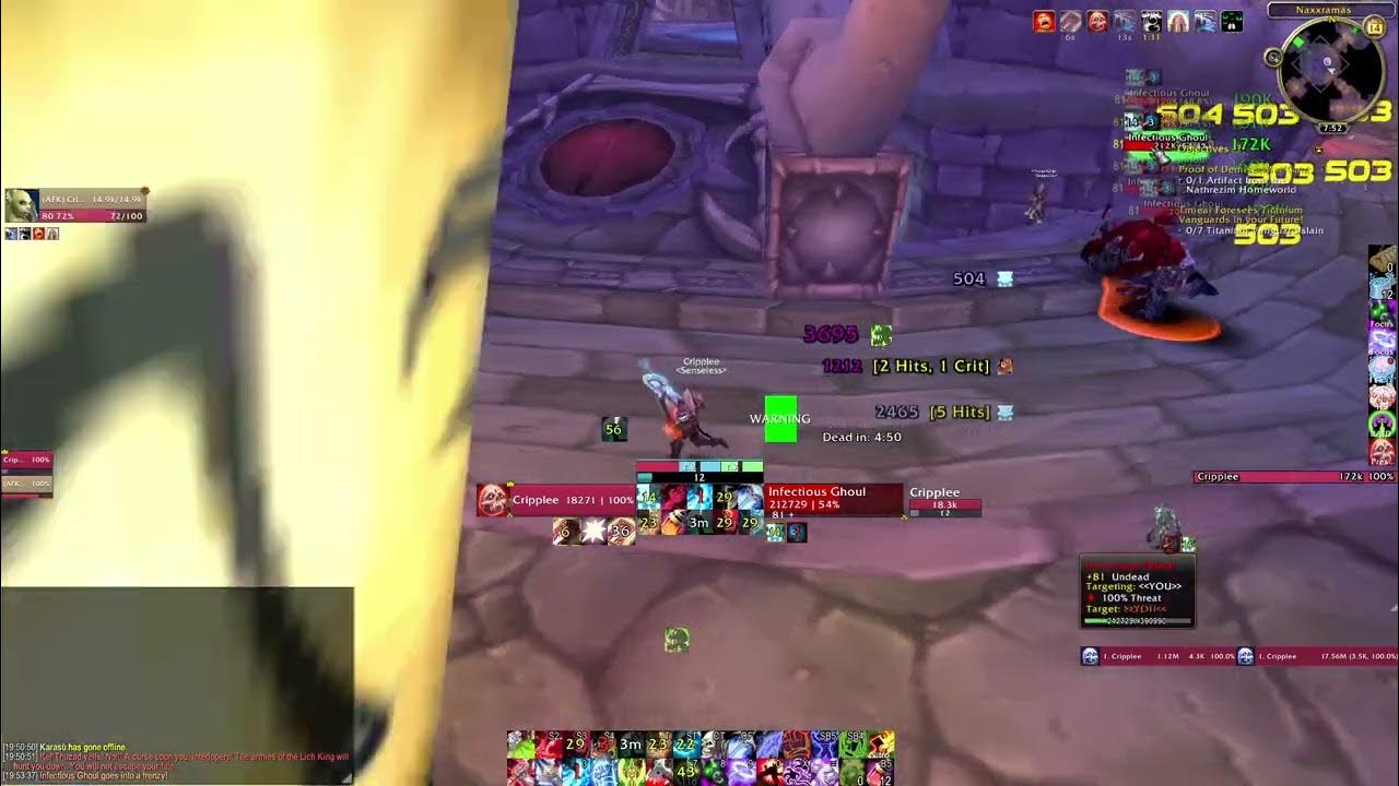 WOLTK classic Frost DK solo farm naxx 25 trash - YouTube