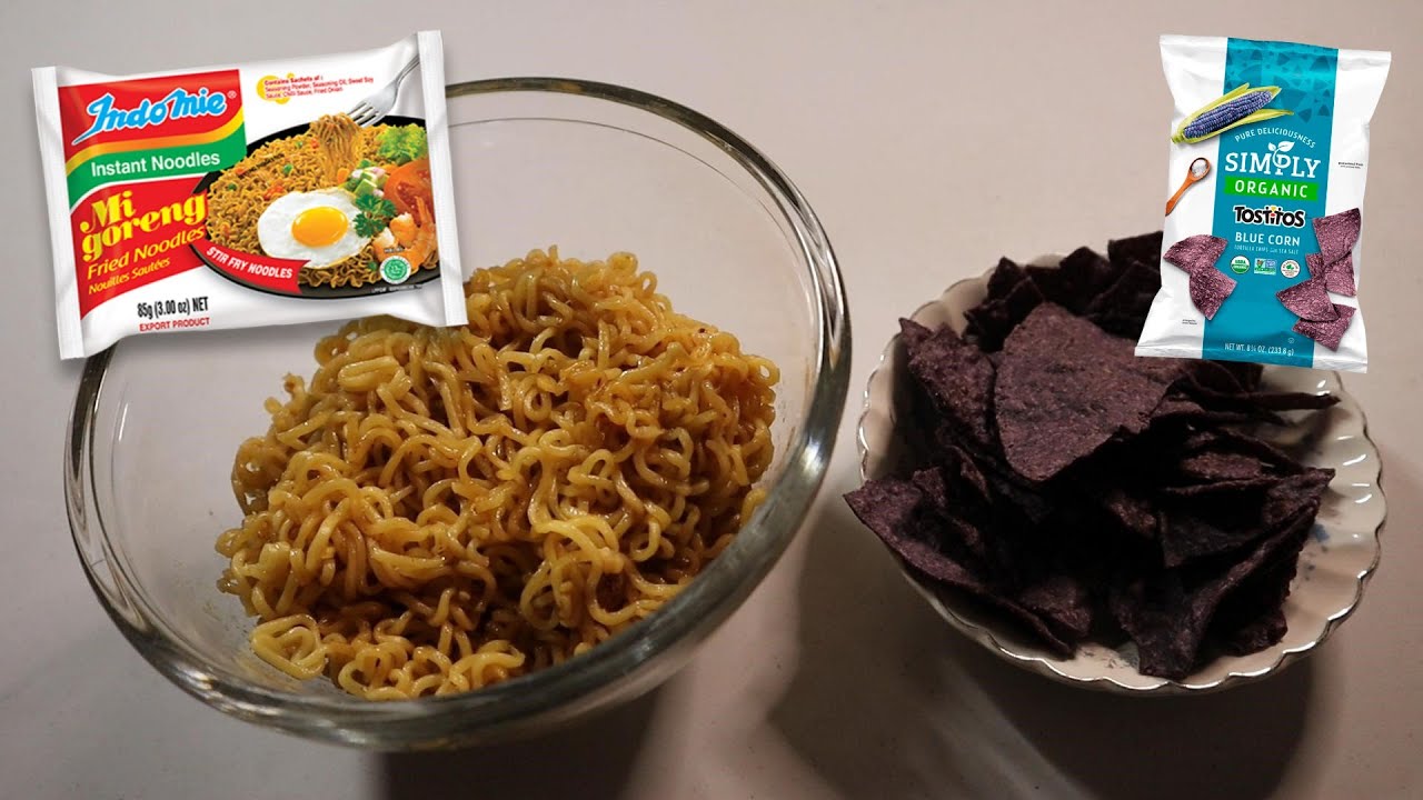 INDOMIE MI GORENG & TOSTITOS SIMPLY ORGANIC BLUE CORN CHIPS ASMR ...