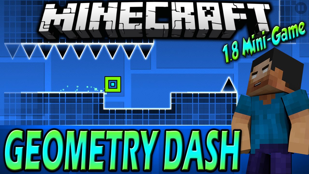 Minecraft Brand New 1.8 Custom Mini-Game "GEOMETRY DASH" - YouTube