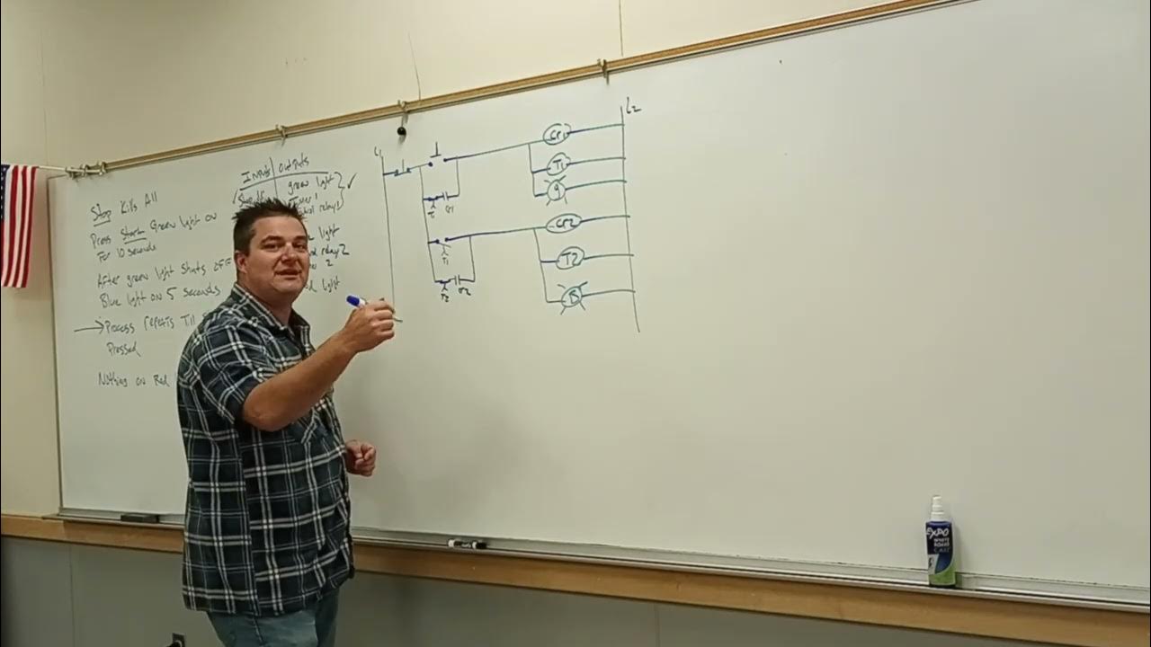 Ladder logic practice including on delay timers and a wiring diagram ...
