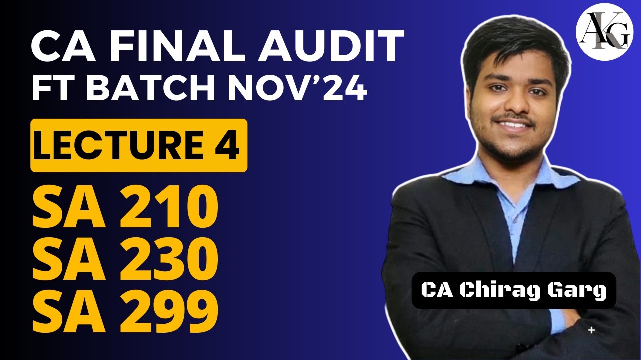 Lecture 4 SA 210, SA 230, SA 299 | CA Final Audit Fastrack Batch Nov'24 ...
