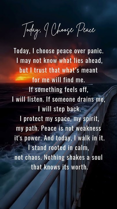 Today, I Choose Peace - YouTube