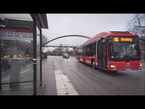 Sweden, Stockholm, bus 405 ride from Sickla bro to Hornsberg - YouTube