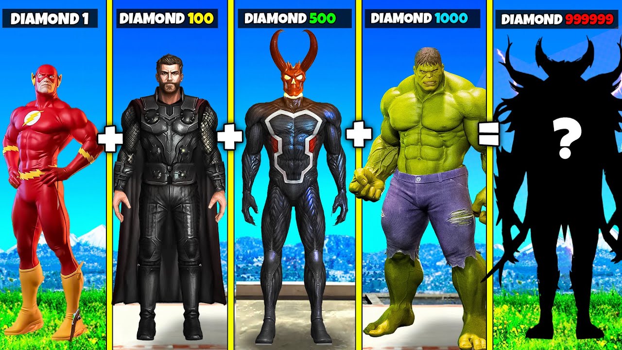 Franklin Fusing FLASH GHOST RIDER HULK and THOR to GOD SUPERHERO in GTA ...