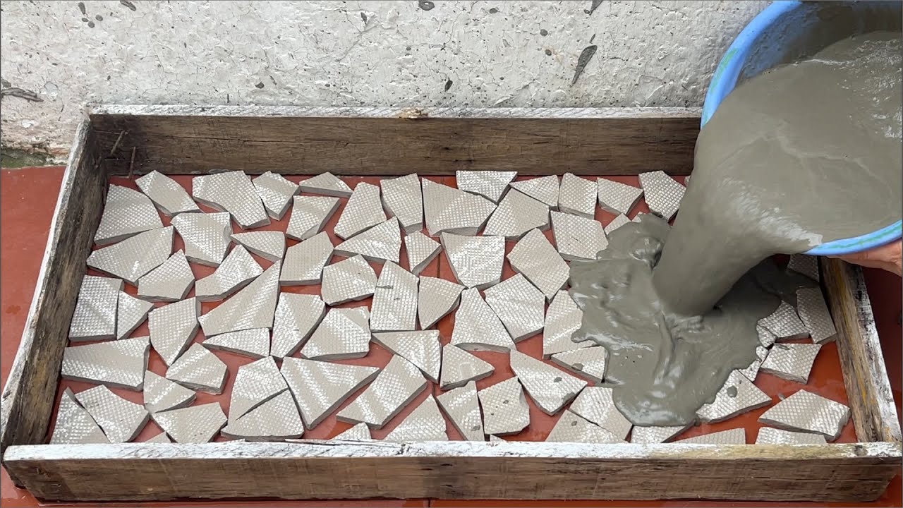 Diy Super Saving Dining Table And Flower Pots From Broken Tiles. Simple ...