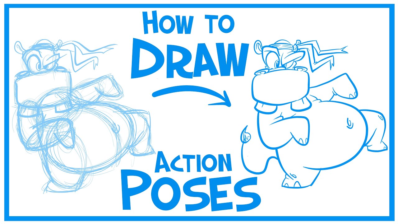 Let's Draw Action Poses: Cartoon Karate Hippo Pt. 1 - YouTube