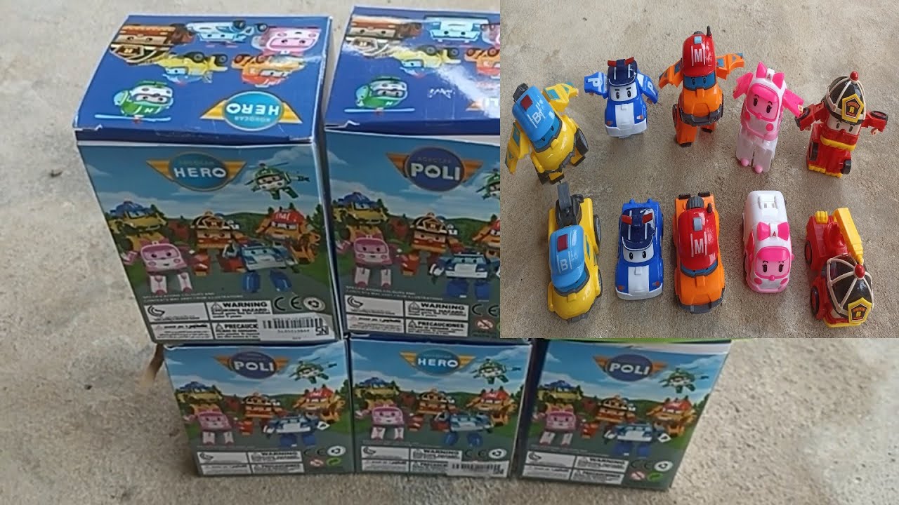 unboxing package of poly car toys that can turn into robots. - YouTube