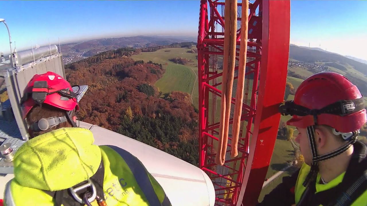 Wind turbines ( lifting up ) - YouTube