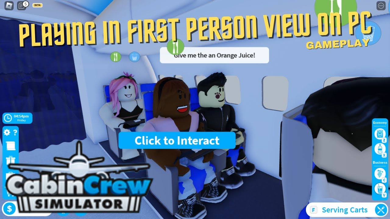 Playing in First Person View at Cabin Crew Simulator | ROBLOX - YouTube