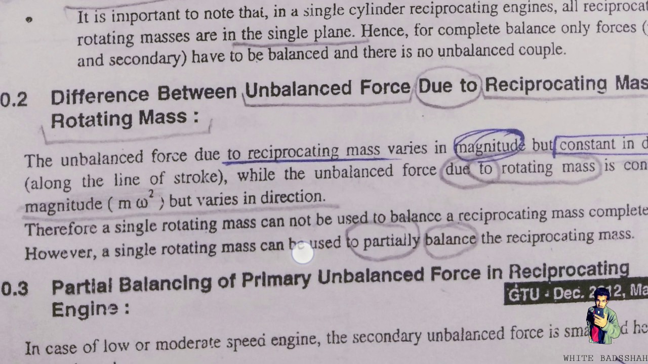 Primary and Secondary unbalanced force due to Reciprocating masses ...