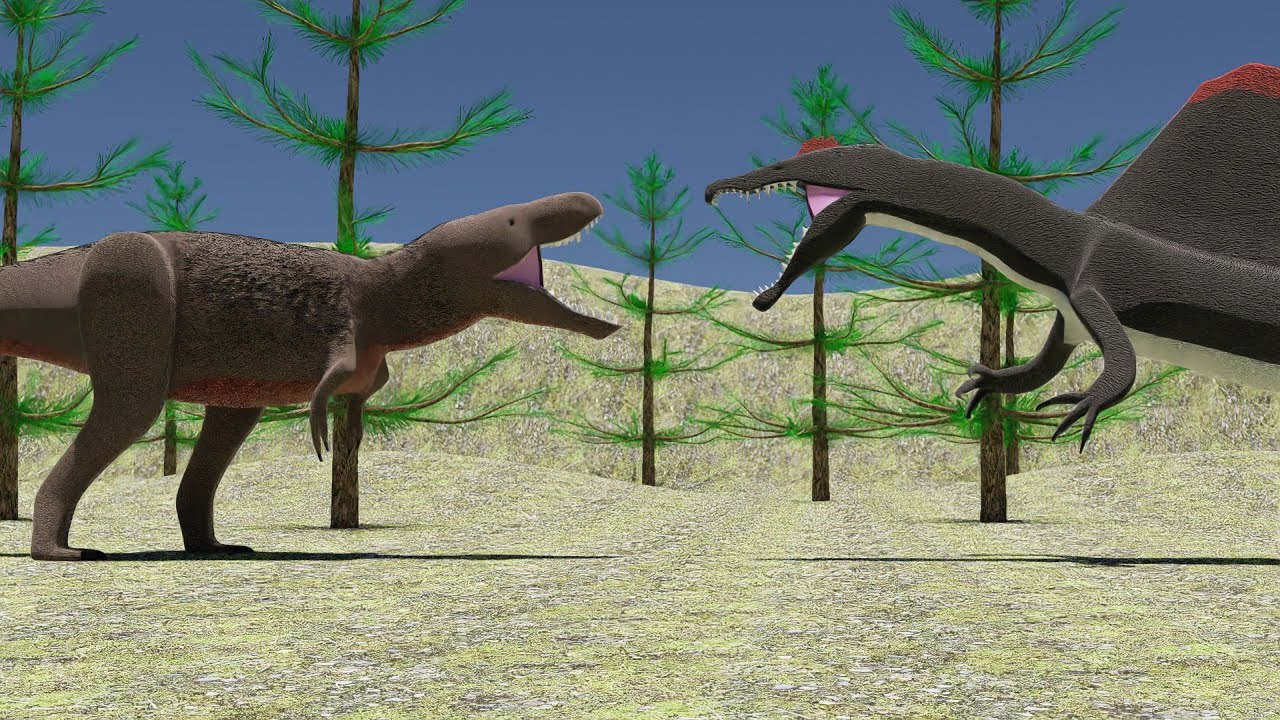 Paleo Accurate T rex vs Spinosaurus Battle - YouTube