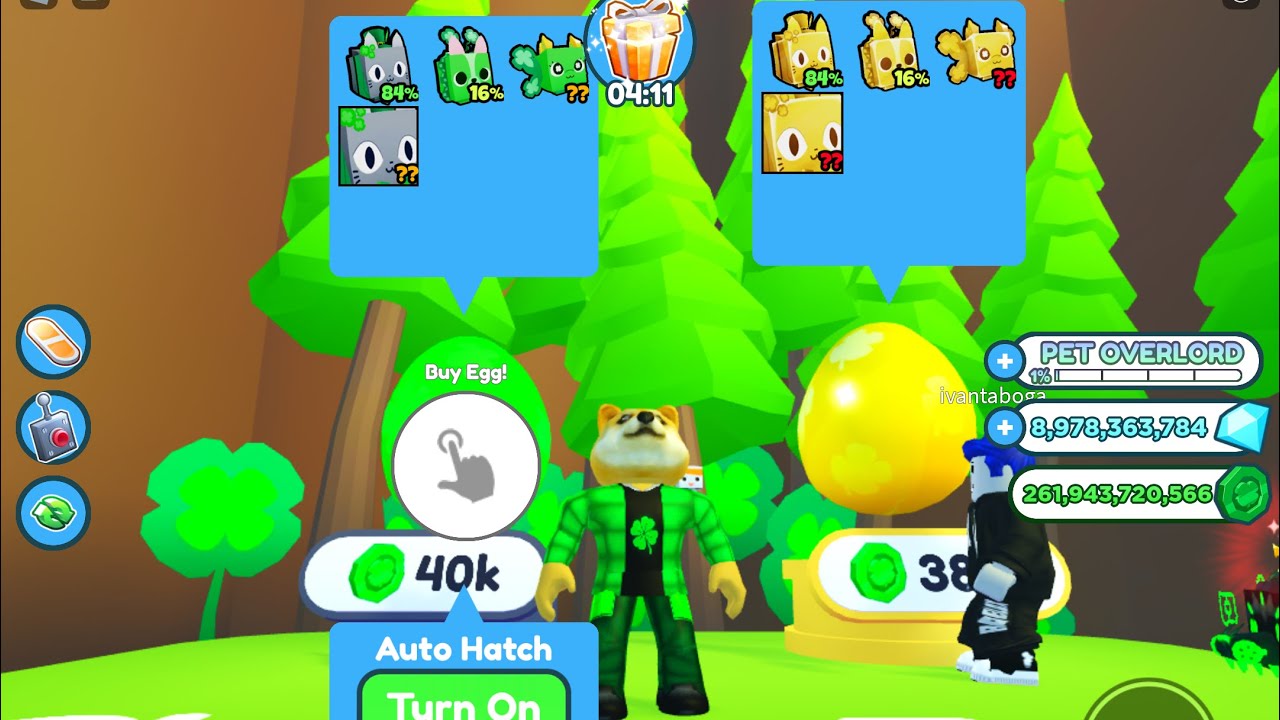 Hatching the clover egg in PSX to try and get the huge leprechaun cat ...