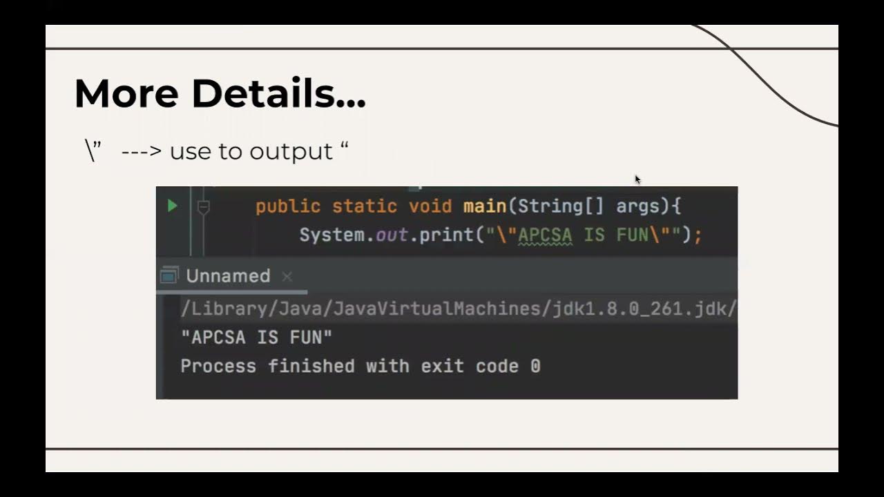 APCSA UNIT 1.1 How to output string literals (Everything you need to know) - YouTube