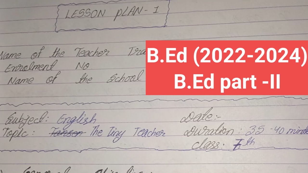 Lesson plan:-1 B.Ed part:-2 - YouTube