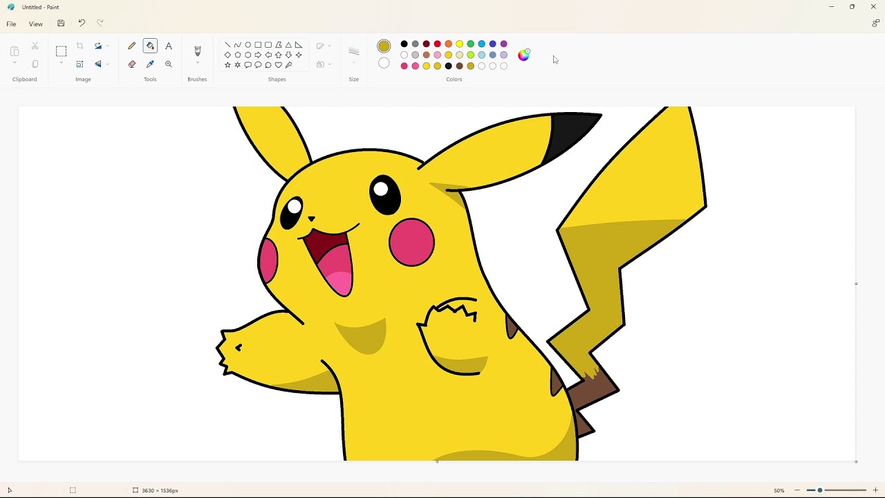 How to draw Pikachu using MS Paint | How to draw on your computer - YouTube