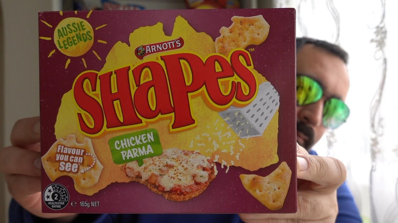 ARNOTTS SHAPES AUSSIE LEGENDS CHICKEN PARMA / PARMI - YouTube