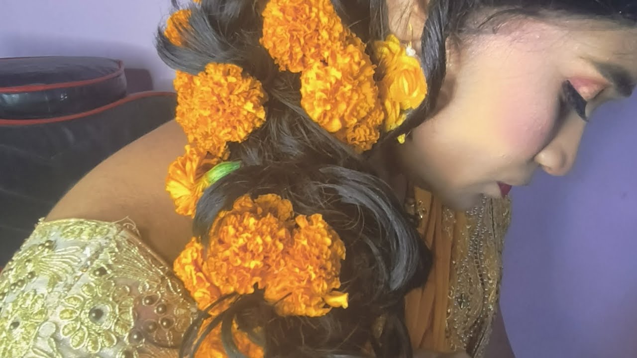 🔴Haldi hair /style subscribe my channel and see this video 💜# ...