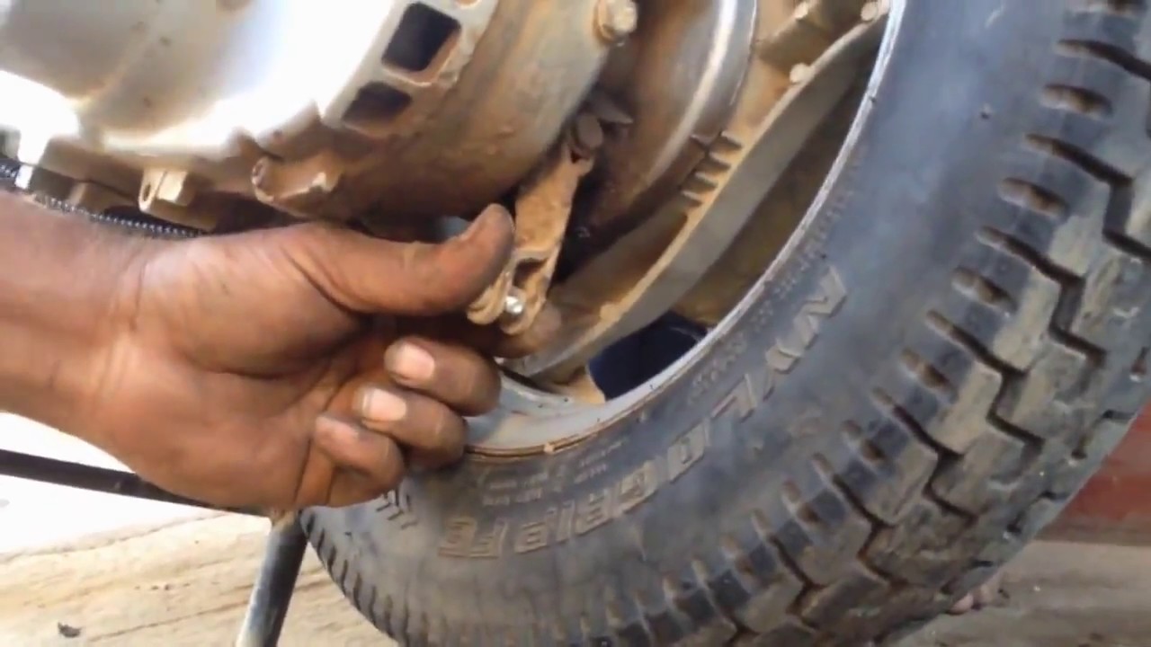 How to adjust the rear brake in scooty pep, or other two wheeler - YouTube