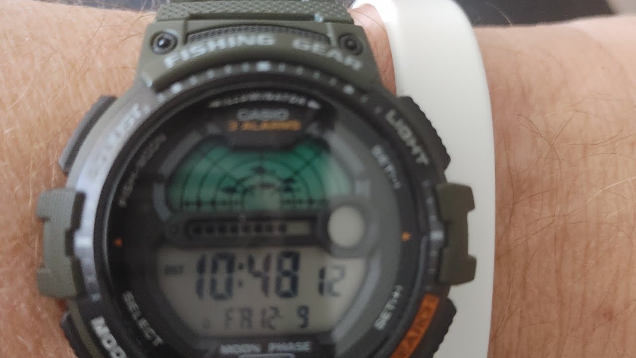 Casio watch says it's time to fish and the fish are biting - YouTube