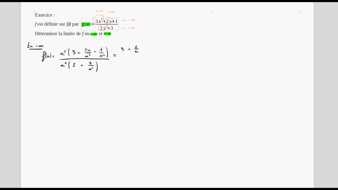 limite quotient en plus et moins infinie 1 - YouTube