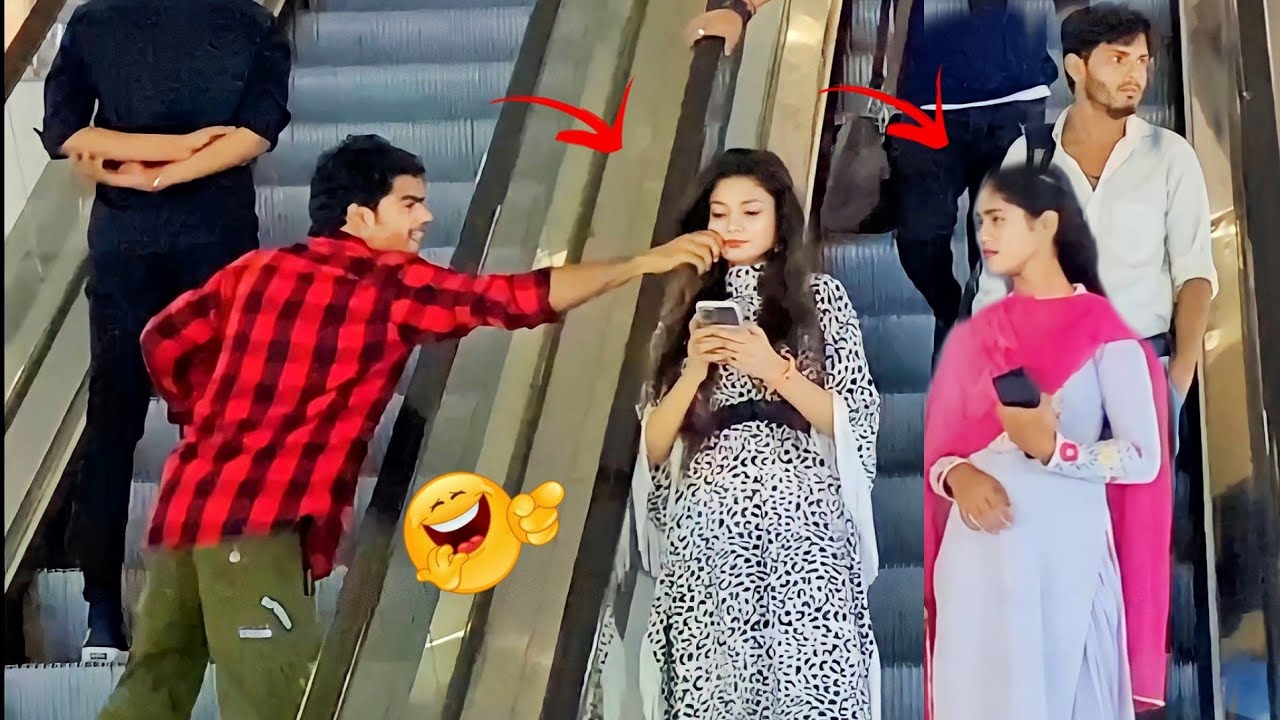 PULLING STRANGERS CHEEKS 😂 ON ESCALATOR PRANK | TOUCHING STRANGERS CHEEKS | 3 | #PULLING #CHEEKS ...