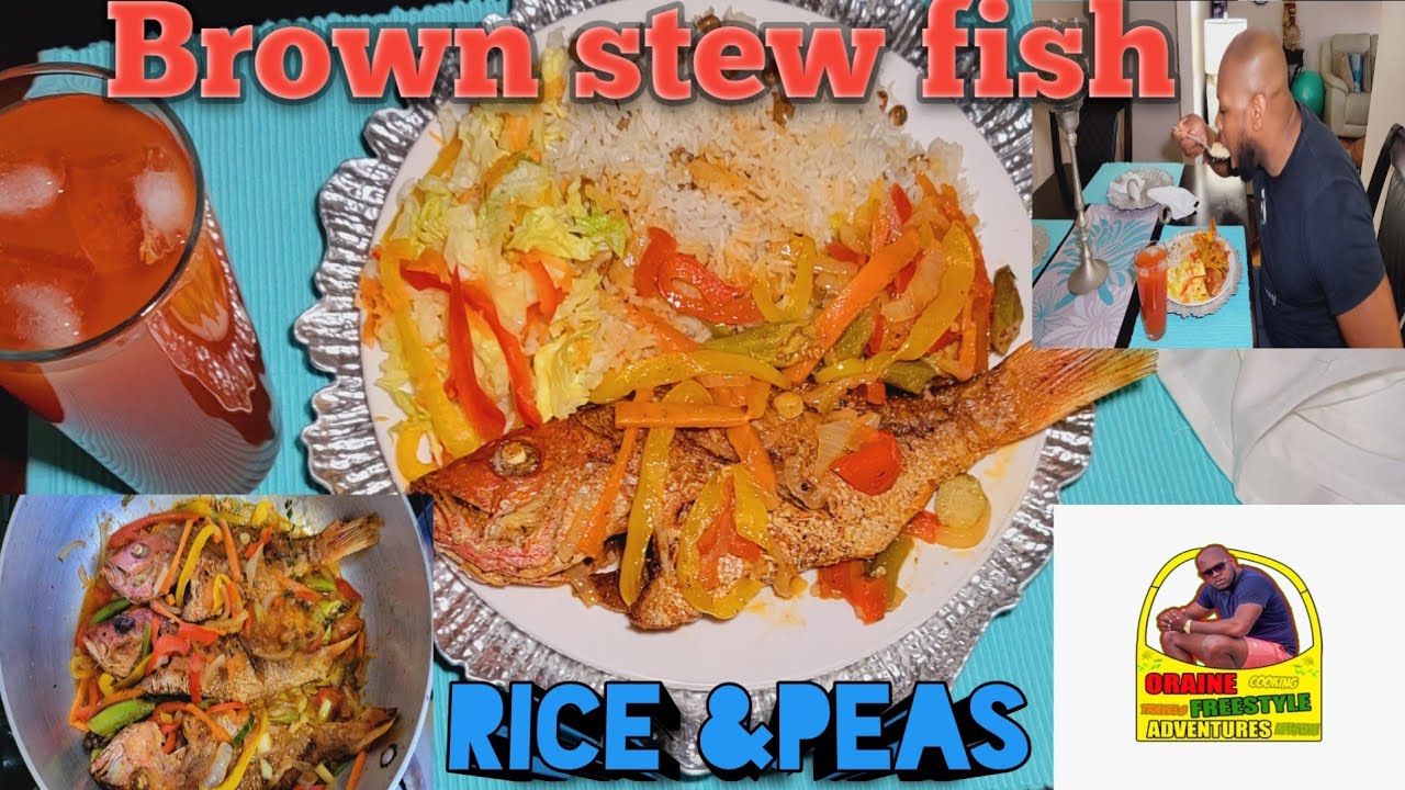 cooking brown Stew fish with Rice&Peas /Sunday dinner - YouTube