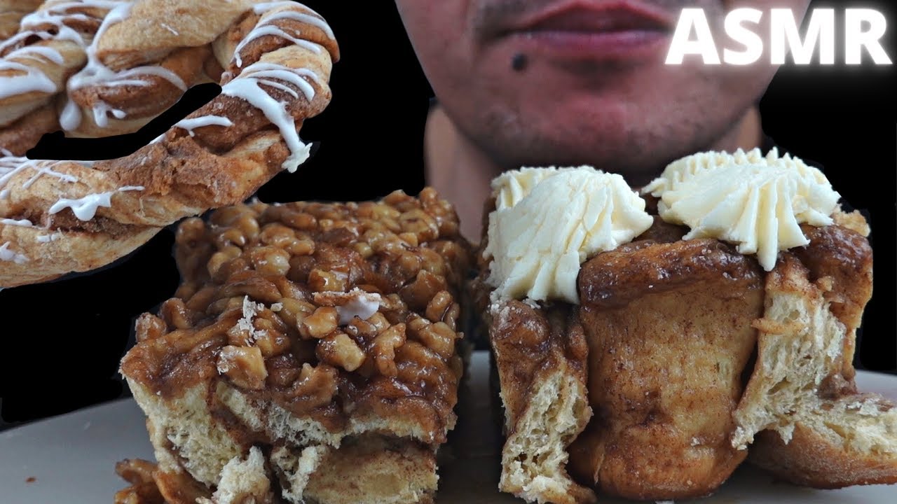 ASMR | Walnut & Cream Cheese Sticky Buns + Cinnamon Pretzel | The ...