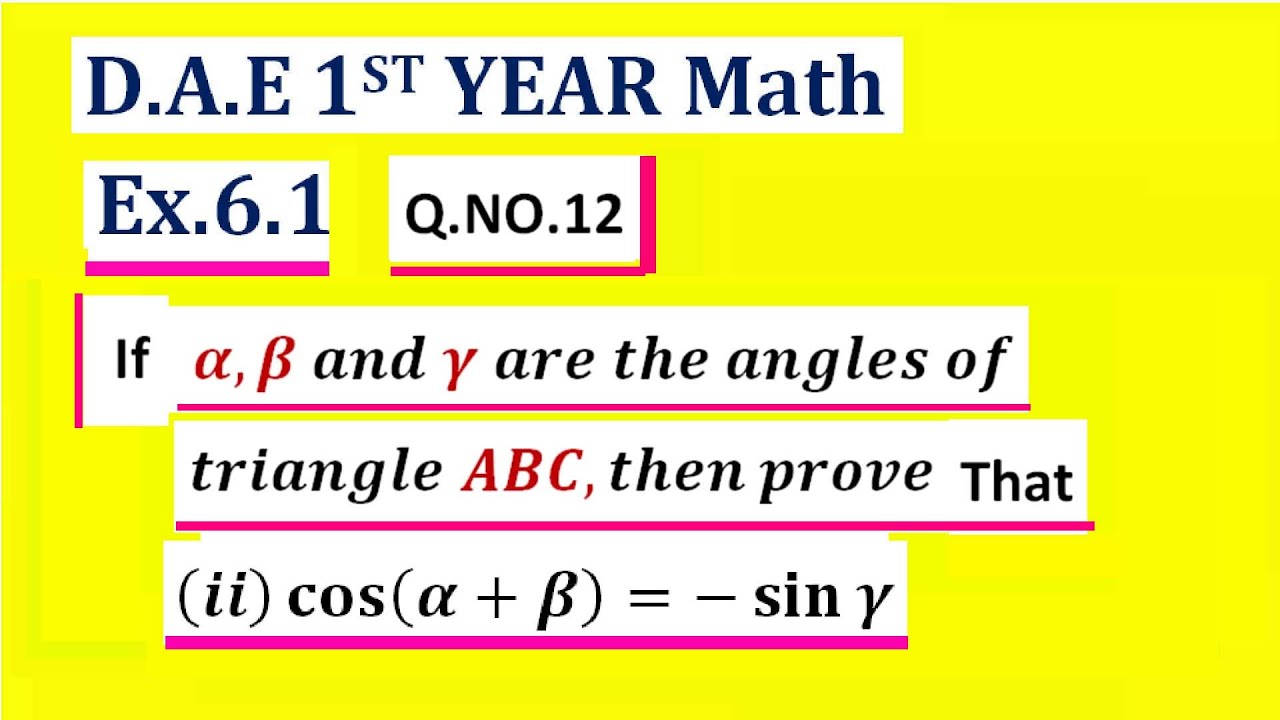 Trigonometric Problems ] Fs.c math ] Trigonometry [ D.A.E Math CHT-113 ...