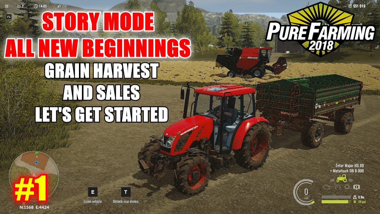 Pure Farming 2018 - Getting Started Harvesting and Selling Grain "Part ...