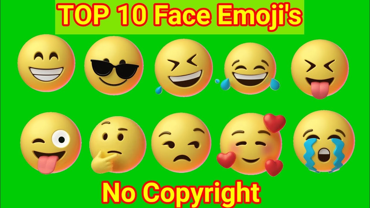 Top 10 Face Emoji's | No copyright | Free green screen animation|नो ...